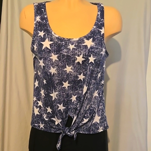 Rebellious One | Tops | Rebellious One Stars Tie Front Tank Top | Poshmark